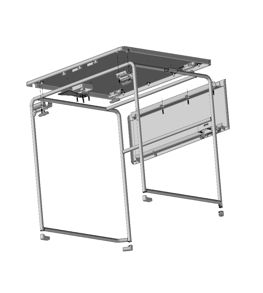 CLASS table, Size 3, chromed, prepared for wood top, PP modesty panel