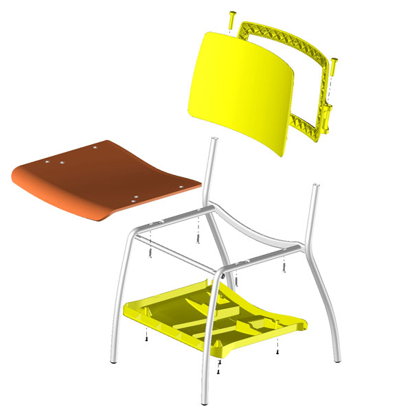 Trilogy Easy Soft 4 legged chair, with plastic arms, chrome frame, seat ...